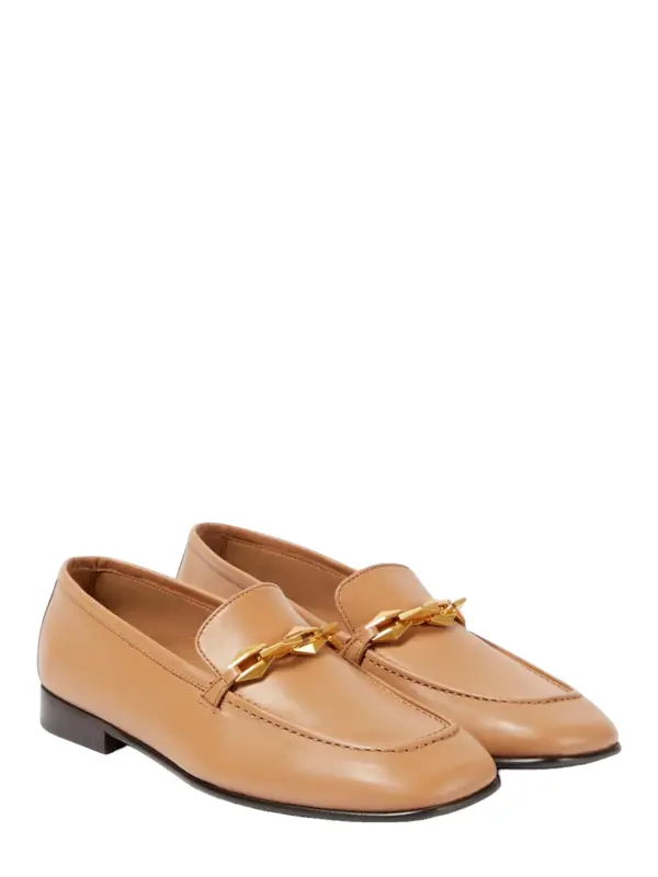 JIMMY CHOO Diamond Tilda Leather Loafers - Beige