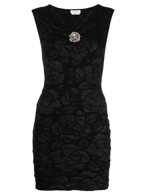 Blumarine Patterned Jacquard Mini Dress - Black