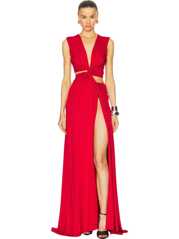 SID NEIGUM Triple Loop Knit Dress - Red