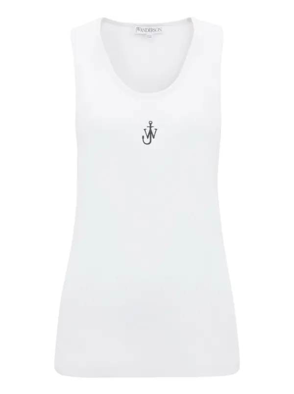 JW Anderson Logo-embroidered Cotton Tank Top - White