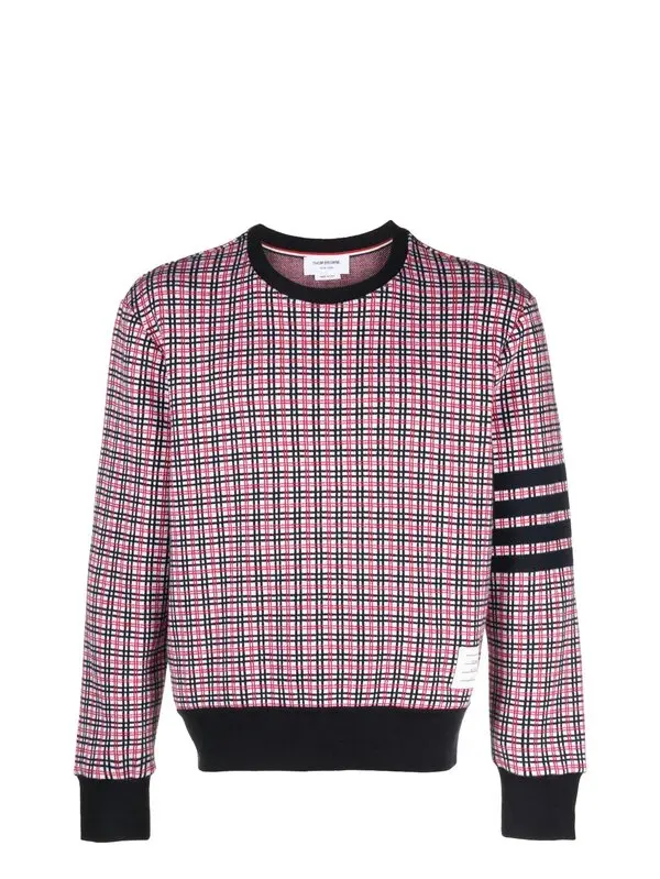 Thom Browne Checked Jacquard Crew-neck Sweatshirt - White