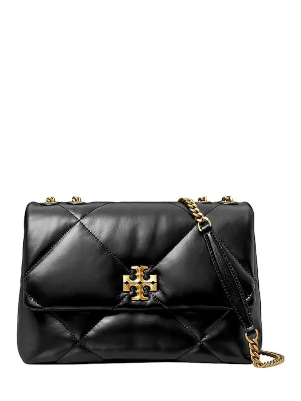 Tory Burch Kira Diamond Quilted Leather Convertible Shoulder Bag - Black/gold