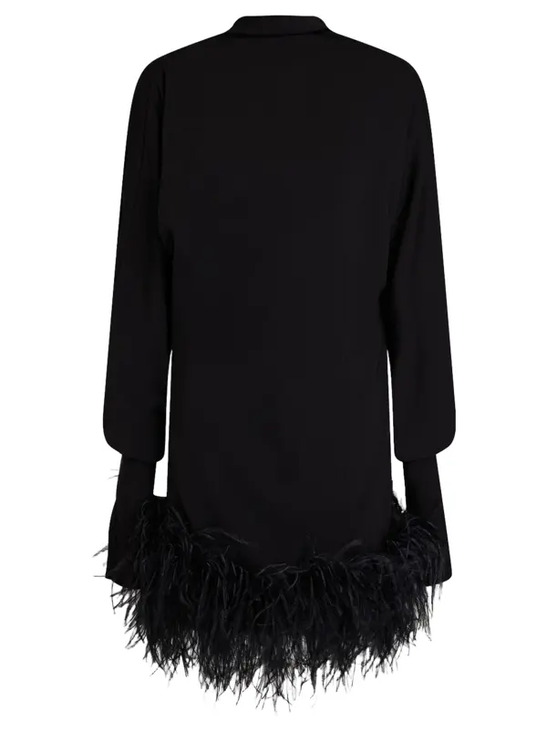 16Arlington Flora Feather-embellished Mini Dress - Black