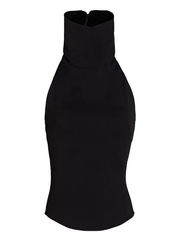 16Arlington Open-back Jersey Turtleneck Top - Black