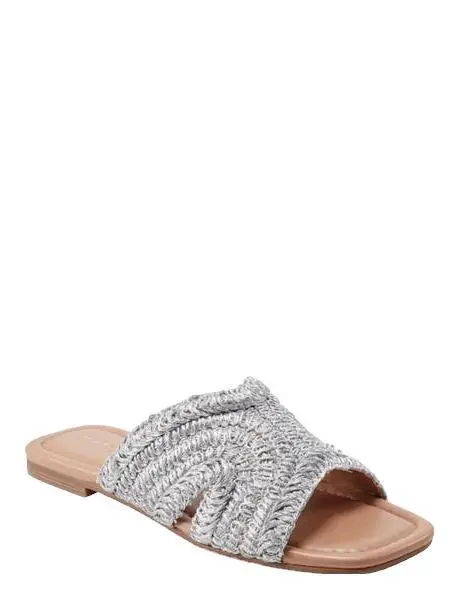 Marc Fisher Narda Raffia Slide Sandal - Silver 040