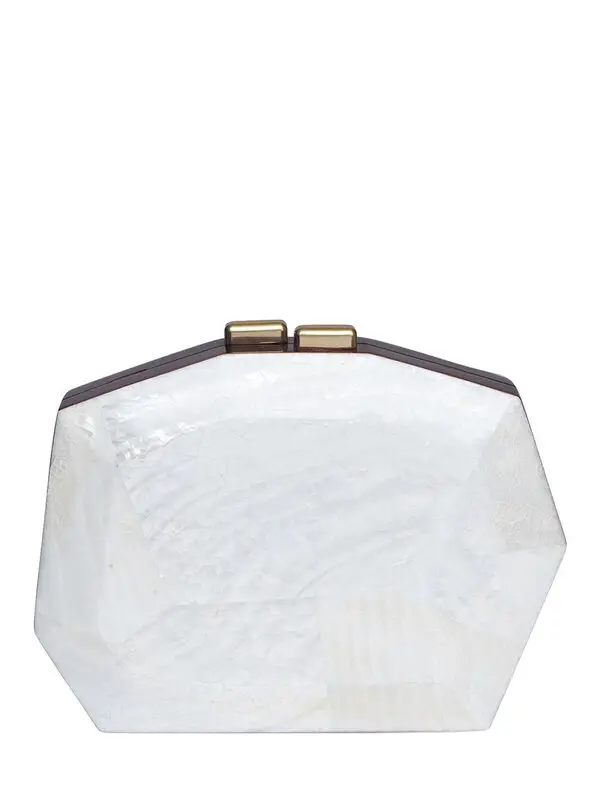 RAFE Faceted Shell Clutch Bag - White