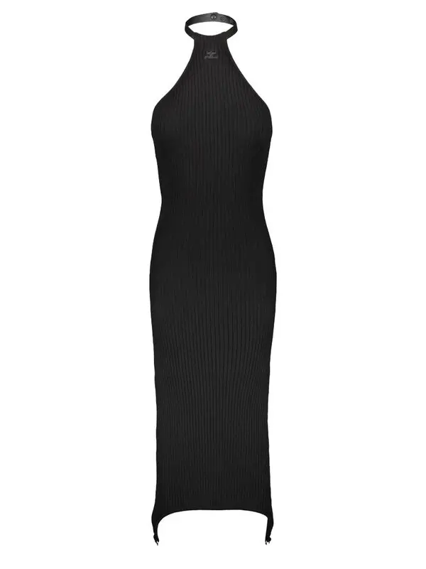 COURREGES Rib Knit Suspender Dress - Black