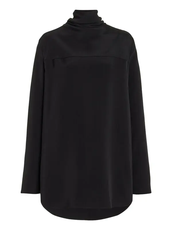 Brandon Maxwell Luna Draped Silk-crepe Top - Black