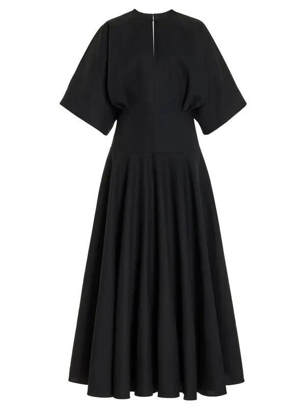 Brandon Maxwell The Darcy Kimono-sleeve Cotton Poplin Maxi Dress - Black