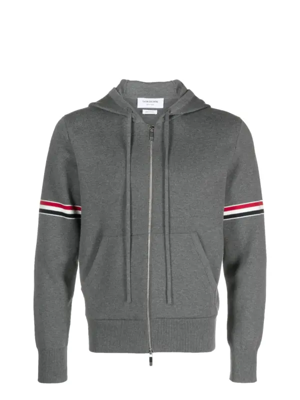 Thom Browne Striped Zip-up Hoodie - Grey