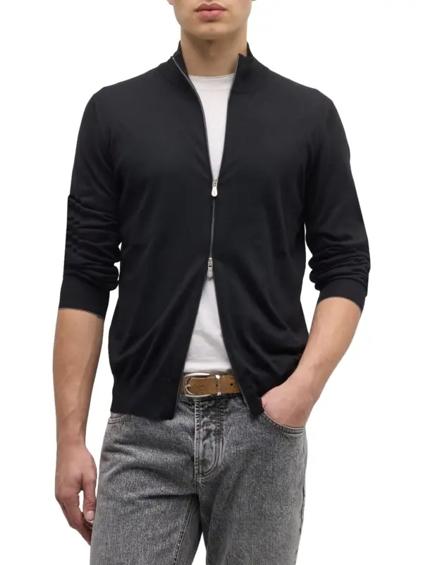 Brunello Cucinelli Wool-cashmere Full-zip Sweater - Black