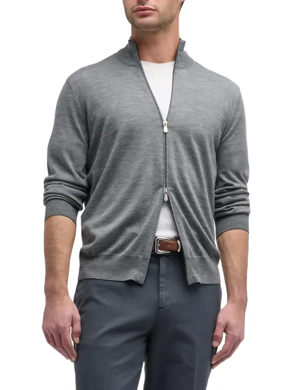 Brunello Cucinelli Wool-cashmere Full-zip Sweater - Dark Grey
