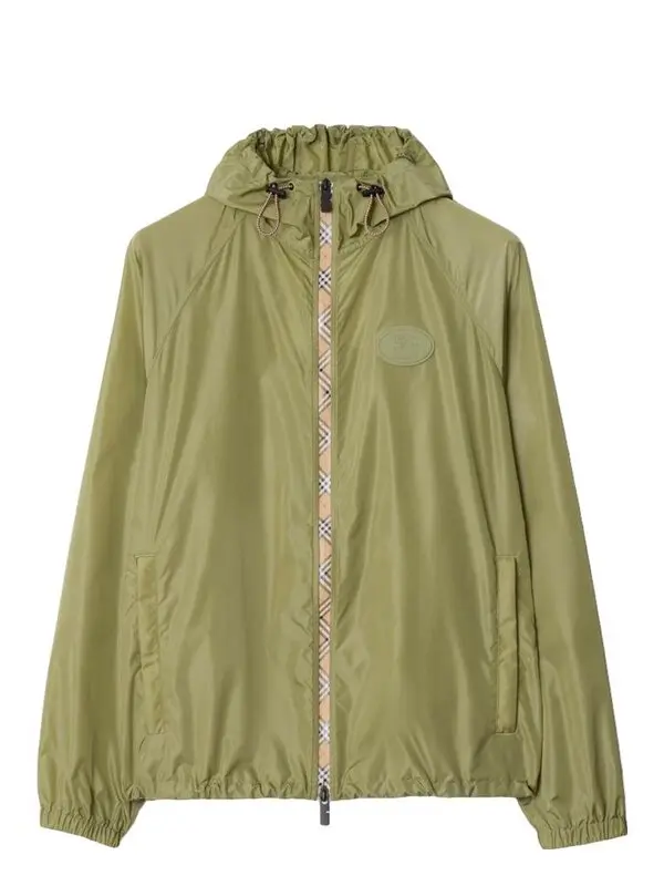 Burberry Checker-tape Nylon Hooded Jacket - Wreath Green