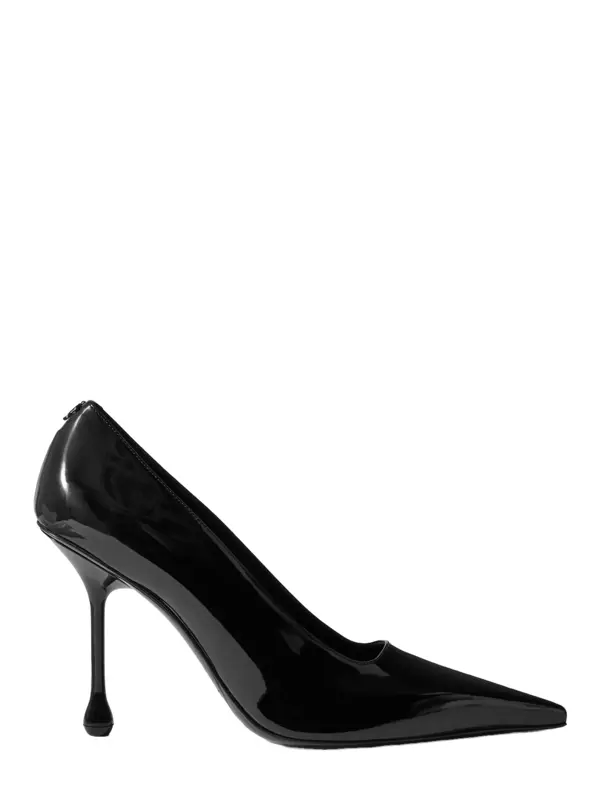 JIMMY CHOO Ixia 95 Patent-leather Point-toe Pumps - Black