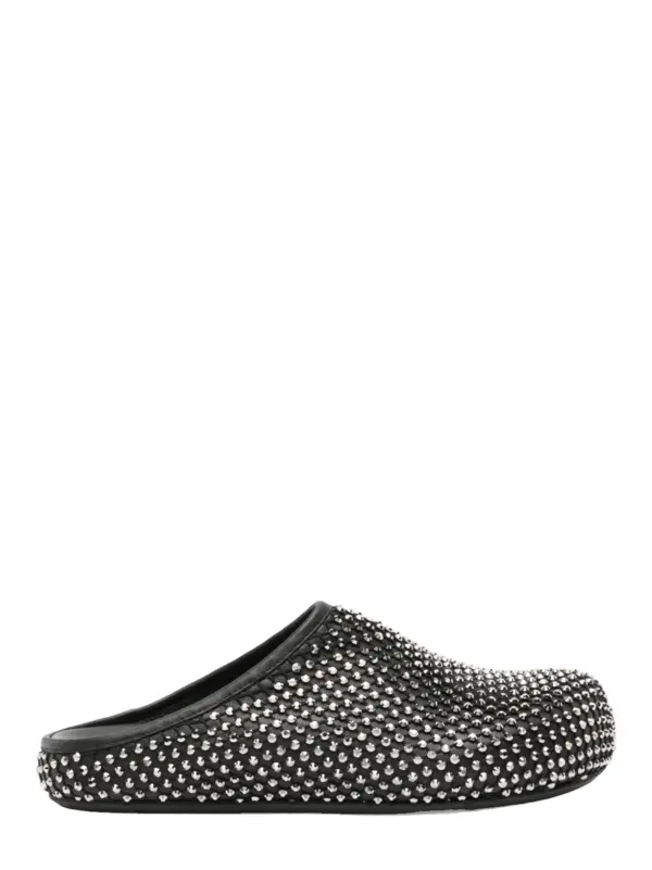 Marni Rhinestone-embellished Leather Slippers - Black