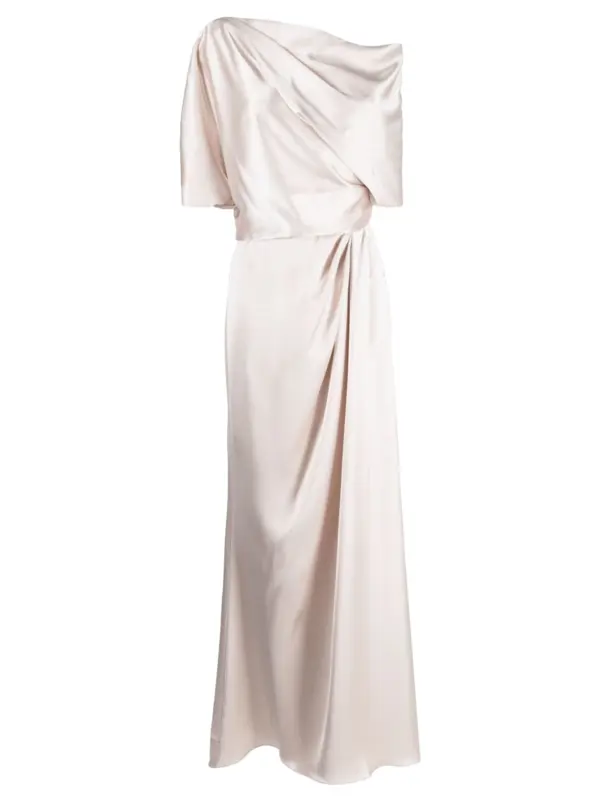 Amsale Off-shoulder Draped Maxi Dress - Neutrals