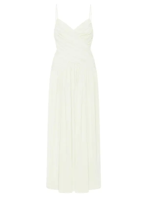 Rosetta Getty Ruched Slip Midi Dress - Yellow