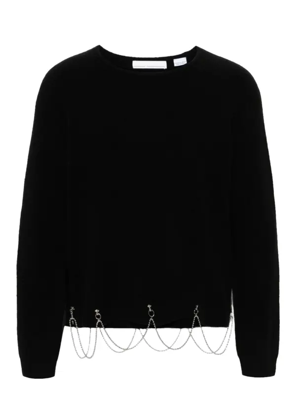 Random Identities Long-sleeved Chain-embellished Jumper - Black