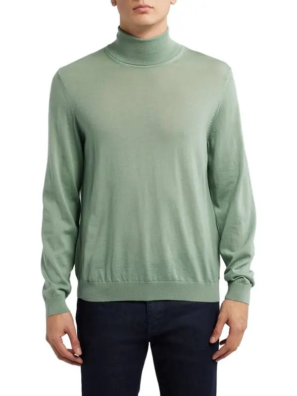 Hugo Boss Musso Virgin Wool Turtleneck Sweater - Light/ Pastel Green