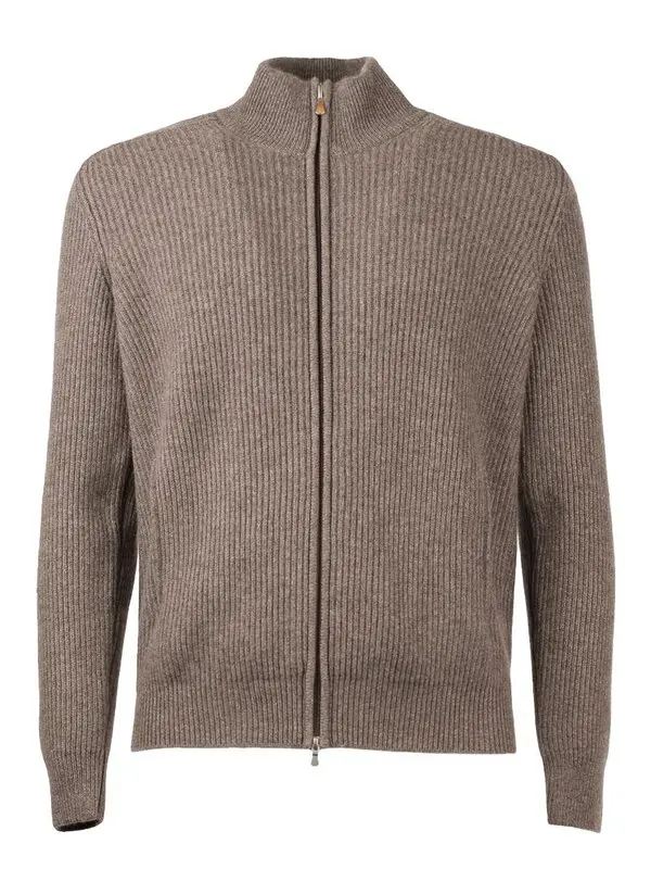 BARBA NAPOLI 100% Cashmere Full Zipper Sweater - Gray