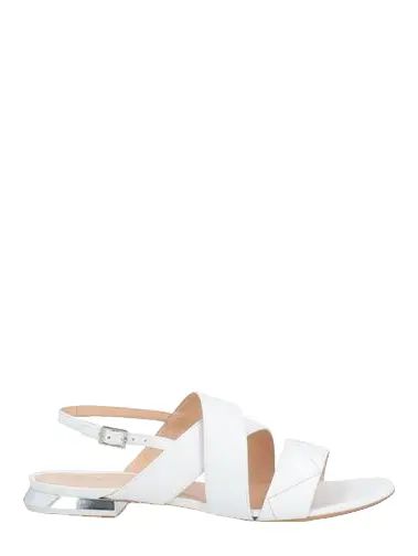 BALDININI Leather Ankle Strap Sandals - White