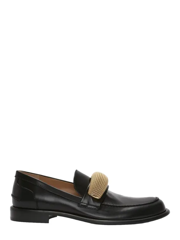 JW Anderson Appliqué-detail Leather Loafers - Black