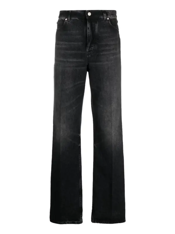 FERRAGAMO Logo-engraved-buttons Cotton Jeans - Black