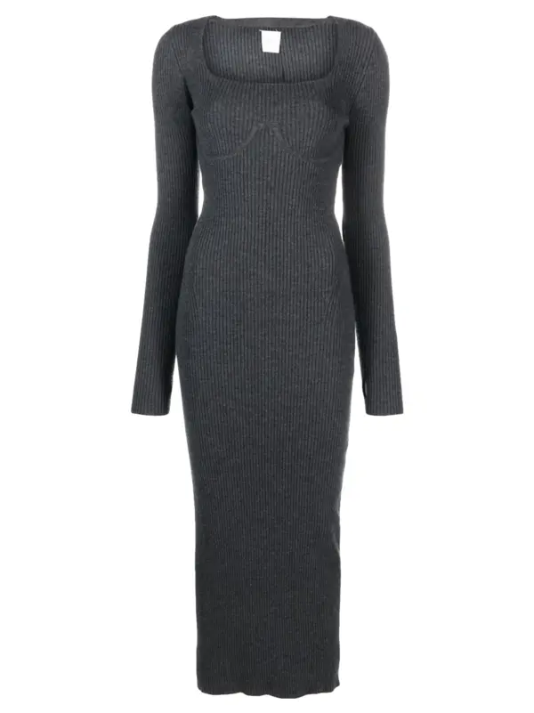 Patou Long-sleeve Knitted Dress - Grey