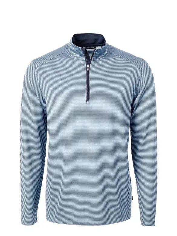 Cutter & Buck Virtue Micro Stripe Quarter Zip Pullover - Atlas/ Navy Blue