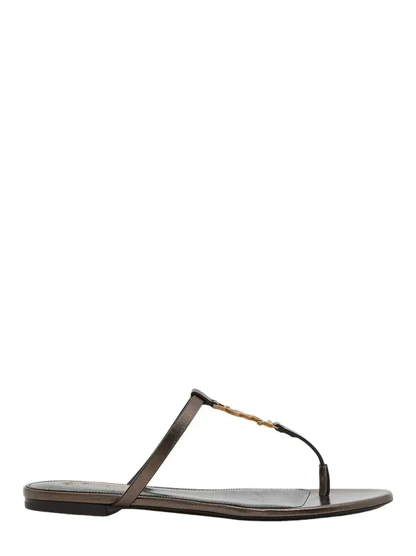 Saint Laurent Cassandra Thong Sandals - Metal Walnut