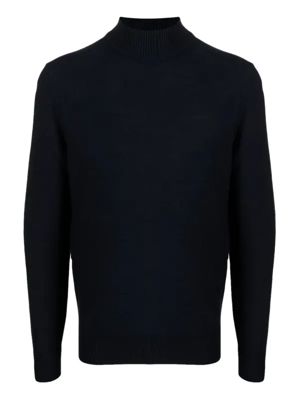 Hugo Boss Logo-embroidered High-neck Jumper - Blue