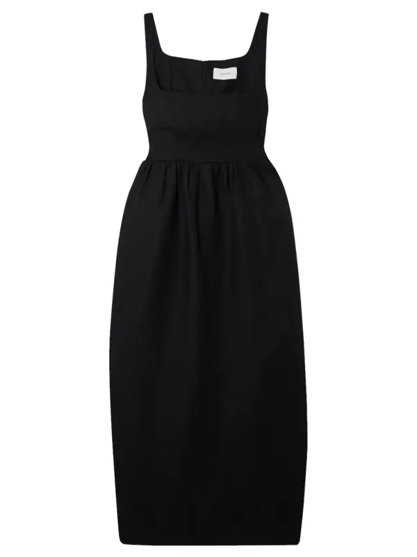 Bondi Born Net Sustain Delphi Organic Linen Midi Dress - Black
