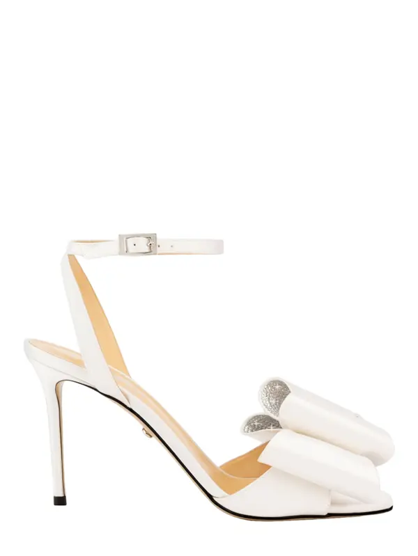 Mach & Mach Cadeau Satin Bow Sandals - White