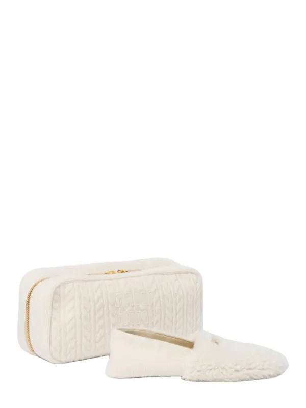 Miu Miu Shearling Slippers And Case Set - White