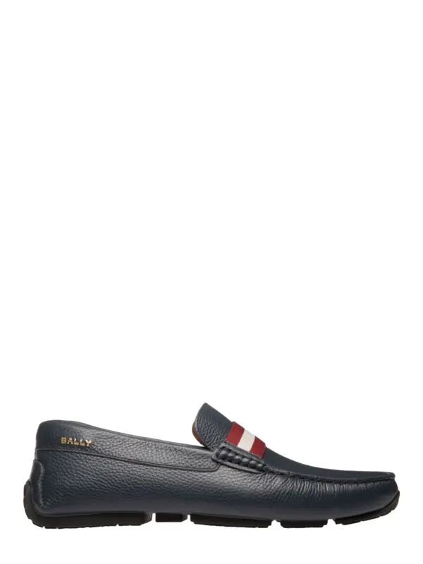 Bally Pilot Driver In Grained Leather - Blue
