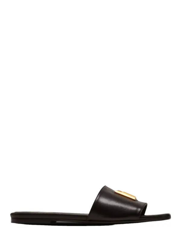 Balmain Dafne Leather Slides - Black
