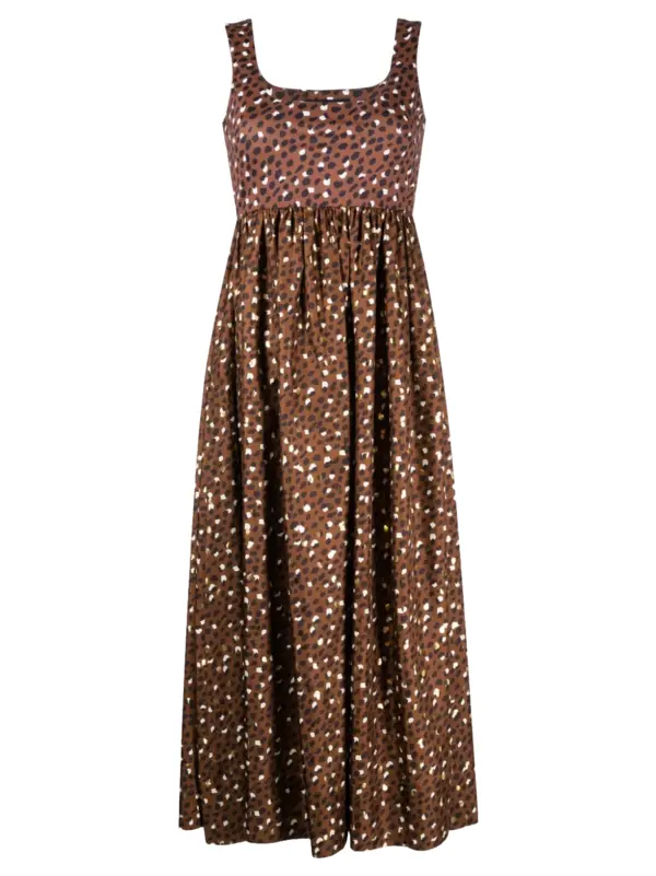 Cynthia Rowley Leopard-print Silk Midi Dress - Brown