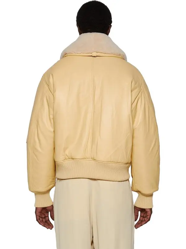 Ami Leather Bomber Jacket - Vanilla Cream