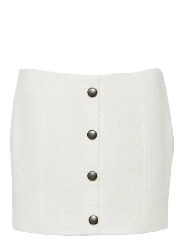 Alessandra Rich Checked Tweed Bouclé Miniskirt - White