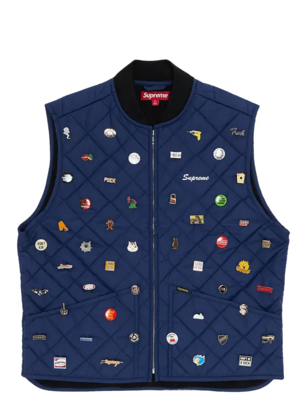 Supreme Pins Quilted Work Vest - Blue