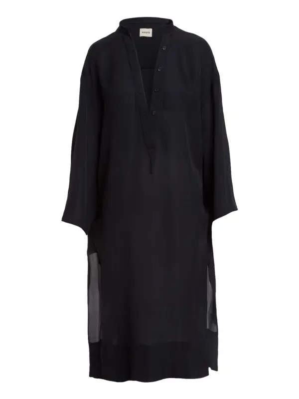 Khaite The Brom Silk Shirtdress - Black