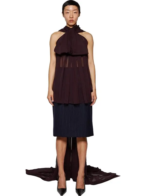 Saint Laurent Lavalliere Neck Blouse - Bordeaux Fonce