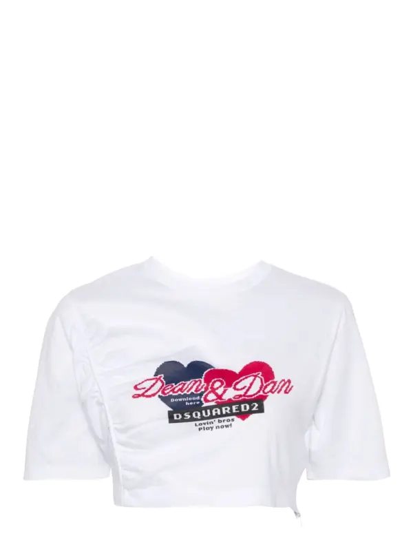 Dsquared2 Gathered Cropped T-shirt - White
