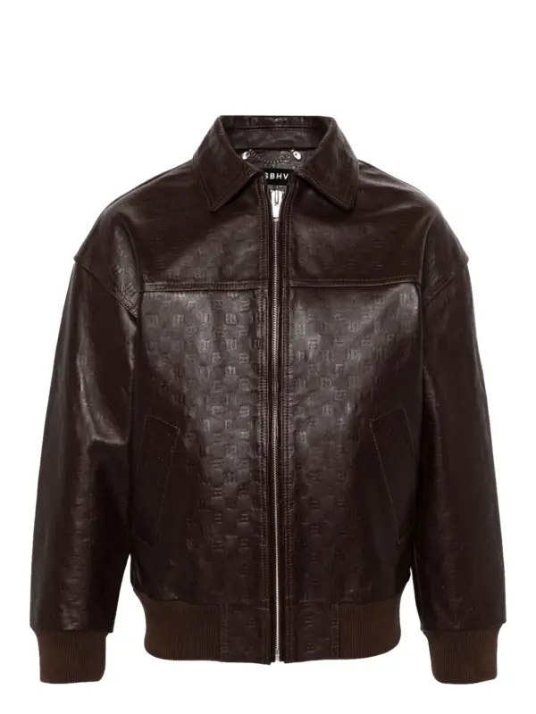 MISBHV Logo-embossed Leather Jacket - Brown