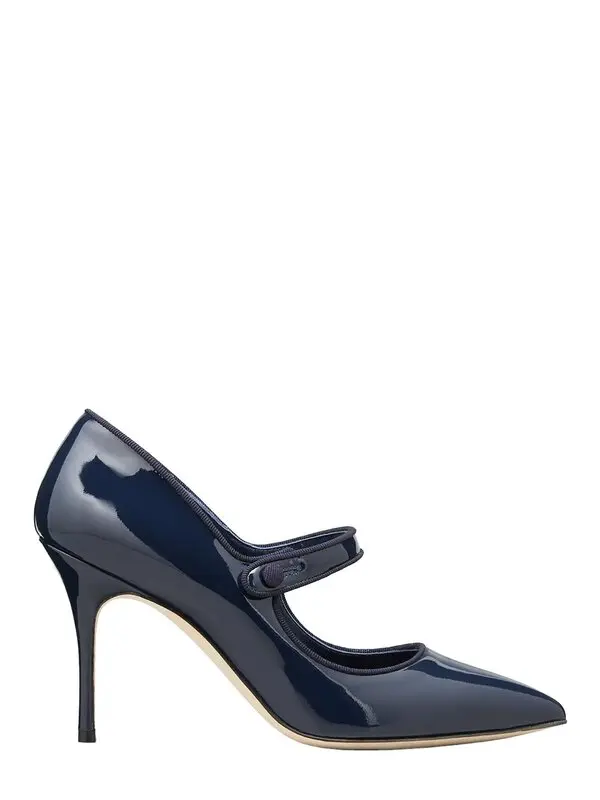 Manolo Blahnik Patent Leather Mary Jane Pumps - Blue