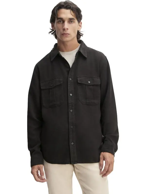 Everlane Utility Shirt Jacket In Buttersoft - Black