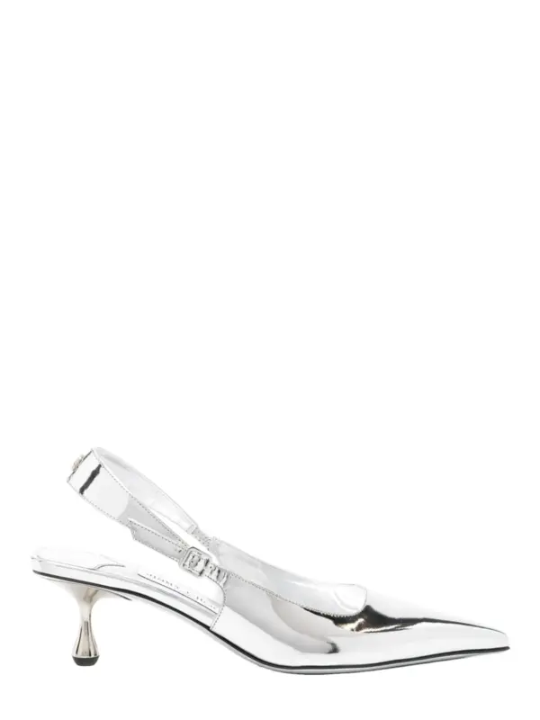 JIMMY CHOO Amel 50mm Metallic-leather Pumps - Silver