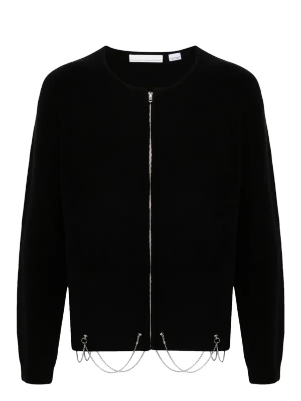 Random Identities Chain-detail Brushed Cardigan - Black