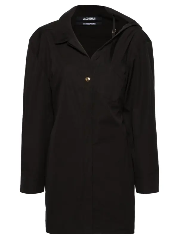 Jacquemus Asymmetric-neck Mini Shirt Dress - Black