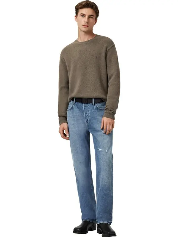 All Saints Statten Ramskull Crew Neck Sweater - Dusky Green
